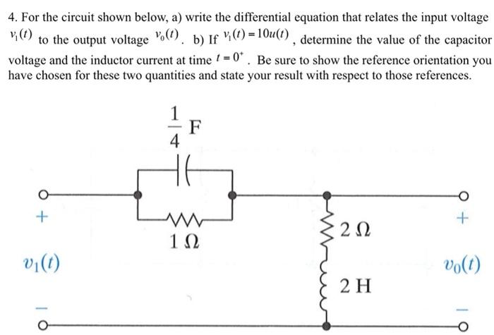 Solved 4. For the circuit shown below, a) write the | Chegg.com