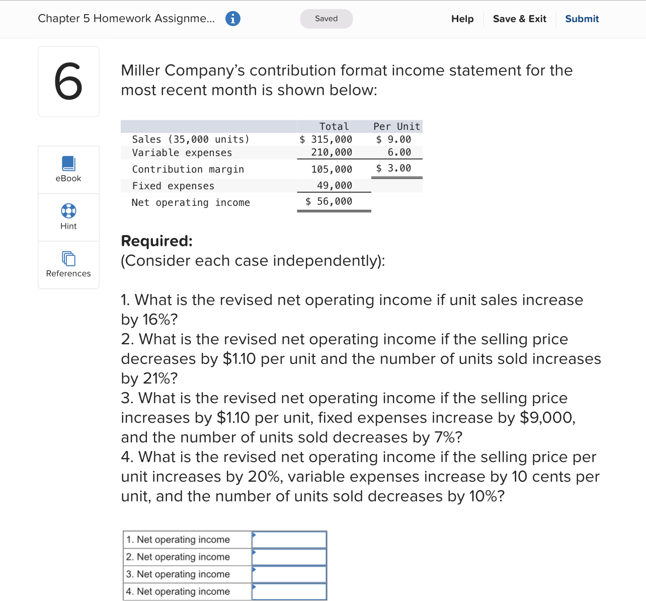 Solved Chapter 5 ﻿Homework Assignme...(i)SavedHelpSave & | Chegg.com