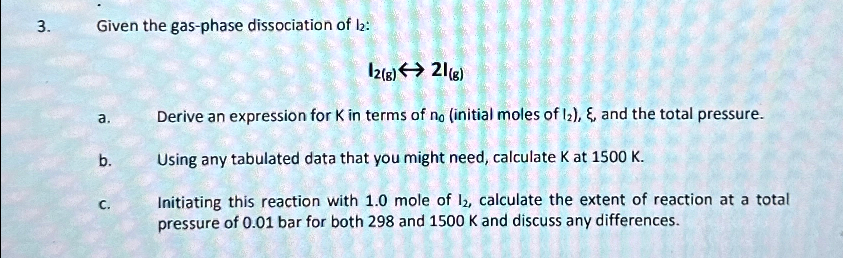 Solved Given the gas-phase dissociation of I2 | Chegg.com