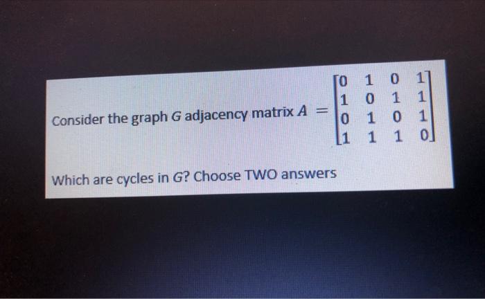 Consider the graph G adjacency matrix | Chegg.com