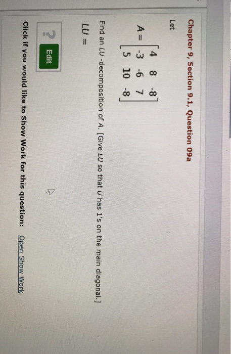 Solved Chapter 9, Section 9.1, Question 09a Let A= (4 -3 5 8 | Chegg.com