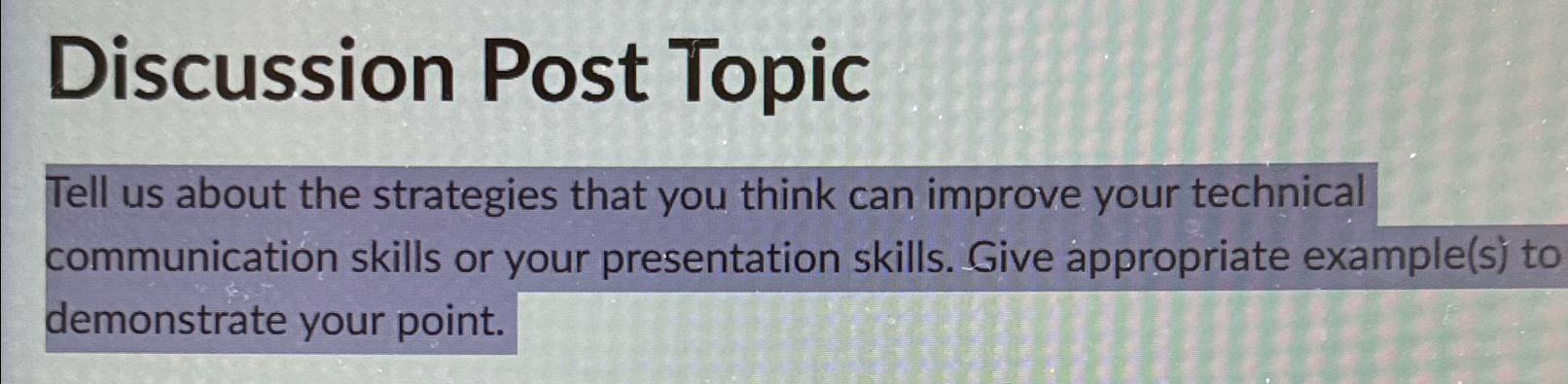 Solved Discussion Post TopicTell us about the strategies | Chegg.com Solved Discussion Post TopicTell us about the strategies | Chegg.com