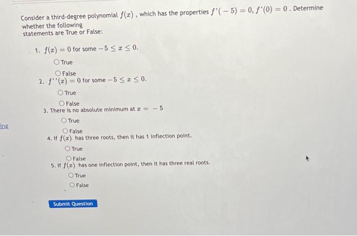 Solved Consider a third-degree polynomial f(x), which has | Chegg.com