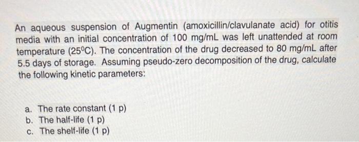 Solved An aqueous suspension of Augmentin | Chegg.com