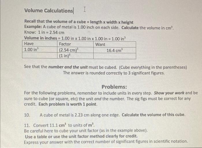 Solved Volume Calculations| Recall that the volume of a cube | Chegg.com