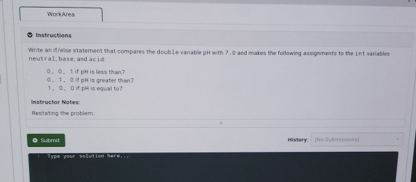 Solved Workbench ? 1 Work Area Instructions Write an if/else | Chegg.com
