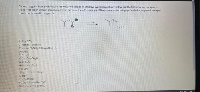 Solved Choose reagents from the following list which will | Chegg.com