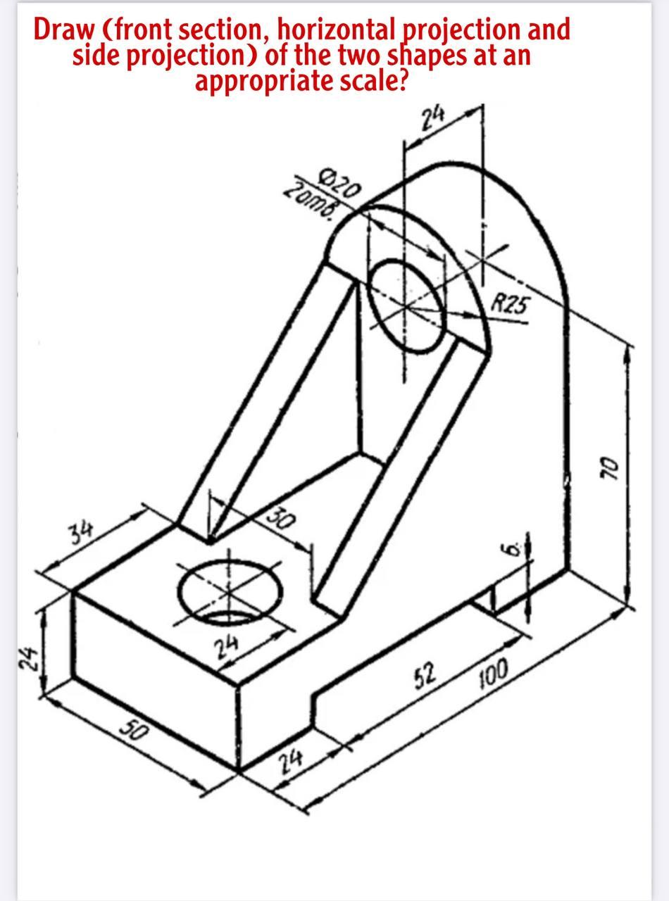 Solved Draw (front section, horizontal projection and side | Chegg.com