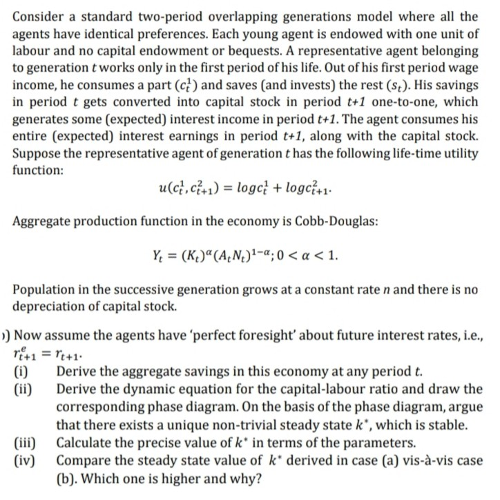 Consider a standard two-period overlapping | Chegg.com