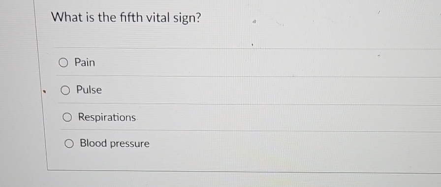 Solved What is the fifth vital | Chegg.com