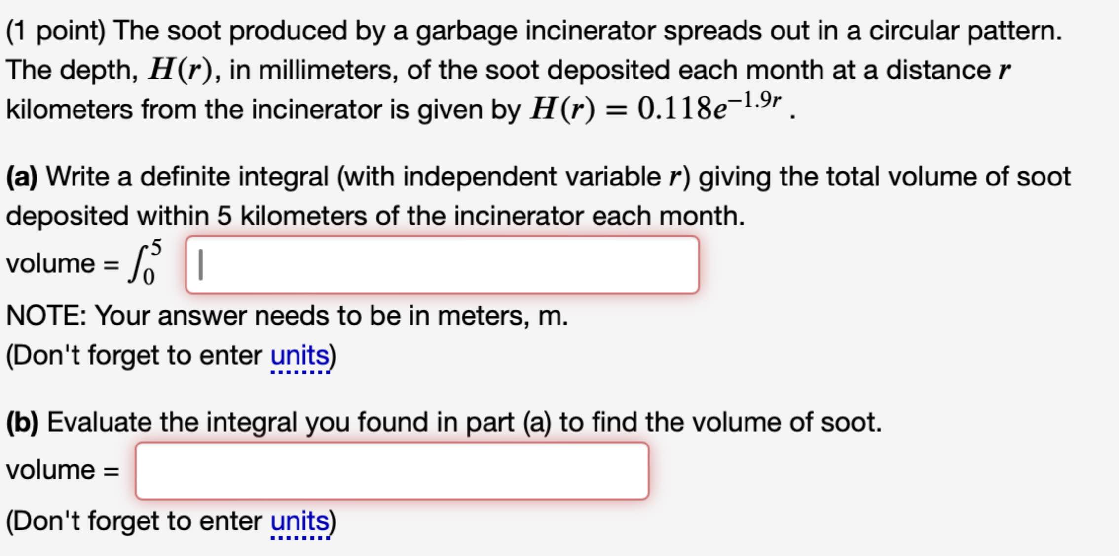 Solved (1 ﻿point) ﻿The soot produced by a garbage | Chegg.com