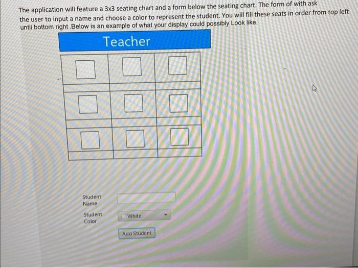 Solved you will be creating a seating arrangement | Chegg.com