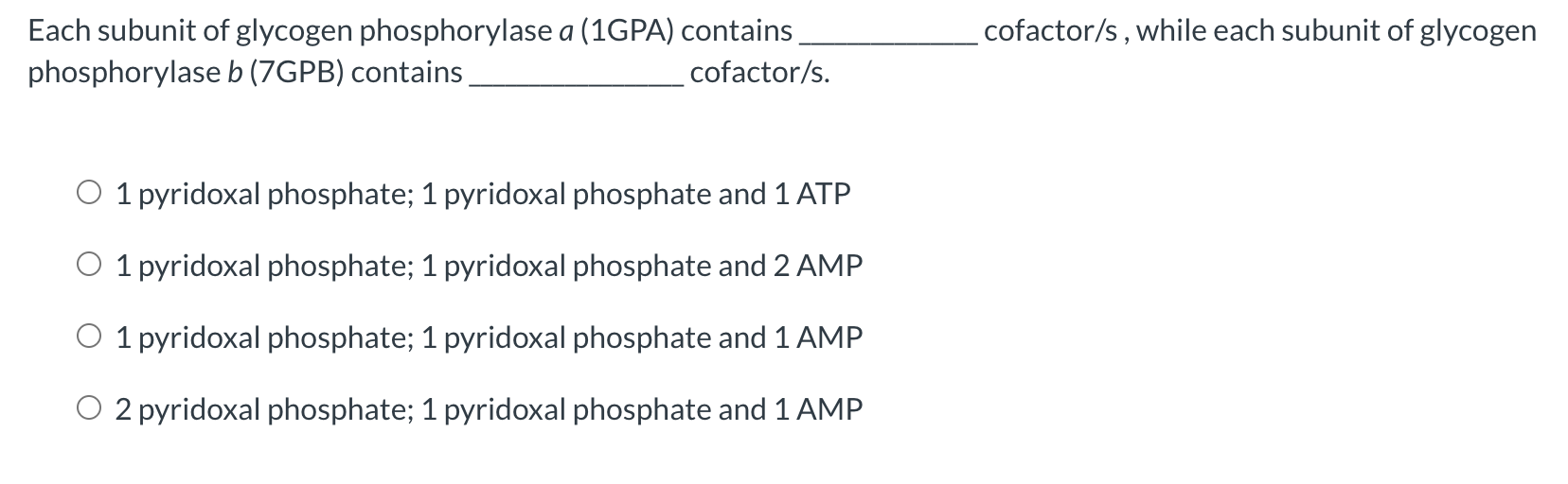 Solved Each subunit of glycogen phosphorylase a (1GPA) | Chegg.com