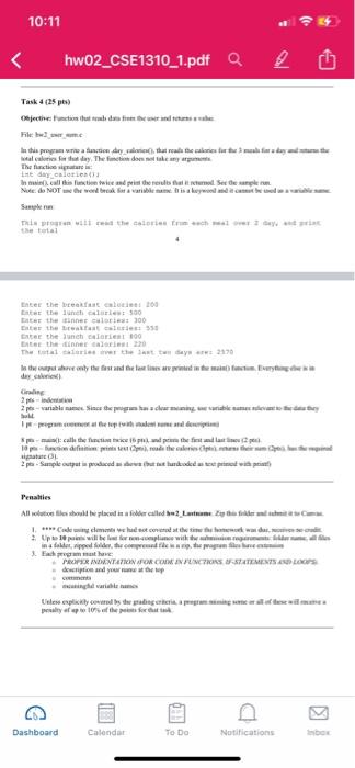 Solved 10:11 hw02_CSE1310_1.pdf Q NO Task 4 (25) e this | Chegg.com
