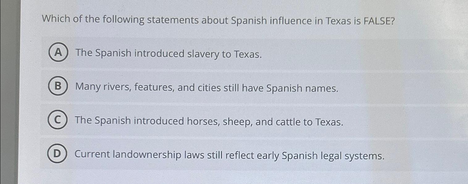 Solved Which of the following statements about Spanish | Chegg.com