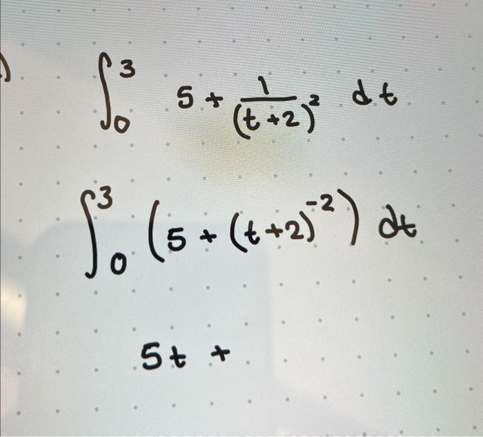 Solved I dont know how to find the anti derivative of t+2^-2 | Chegg.com
