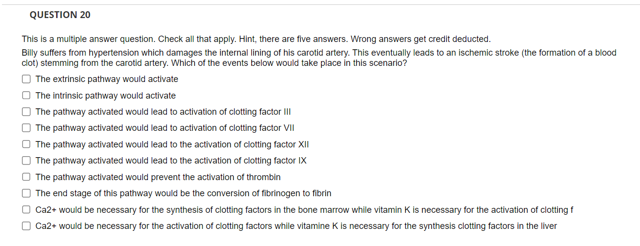 Solved QUESTION 20This is a multiple answer question. Check | Chegg.com