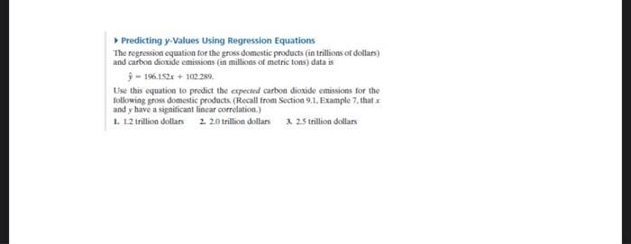 Solved Predicting y-Values Using Regression Equations The | Chegg.com