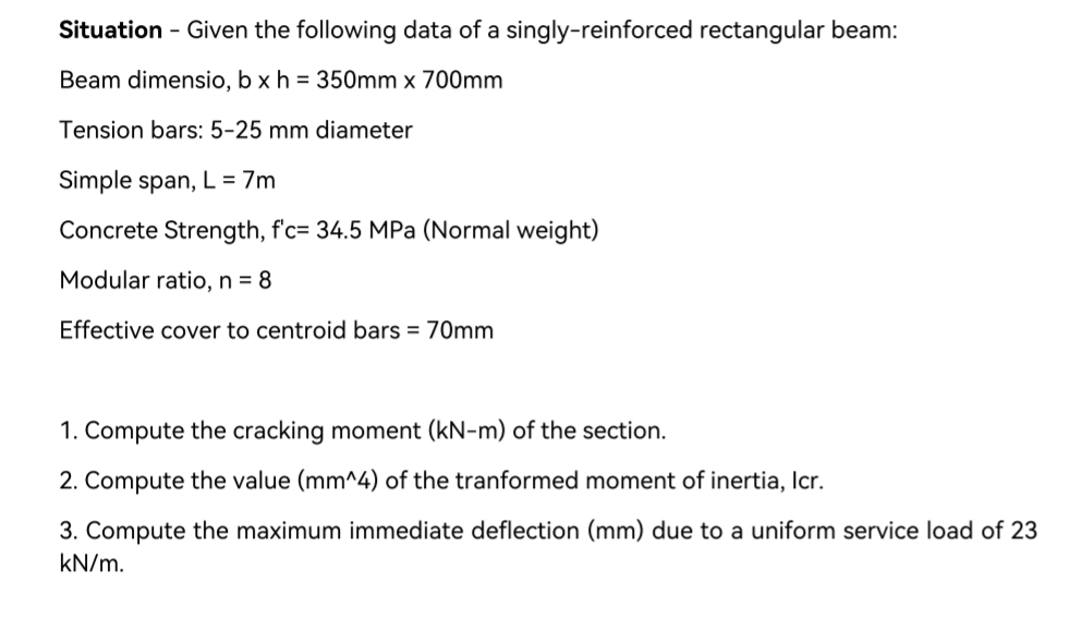 Solved Situation - ﻿Given the following data of a | Chegg.com