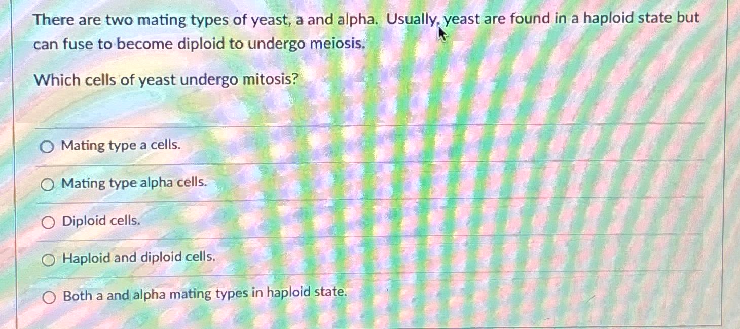 Solved There are two mating types of yeast, a and alpha. | Chegg.com