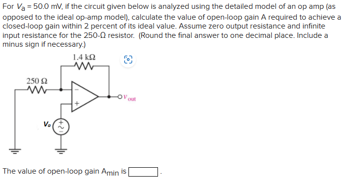 Solved For Va=50.0mV, ﻿if the circuit given below is | Chegg.com