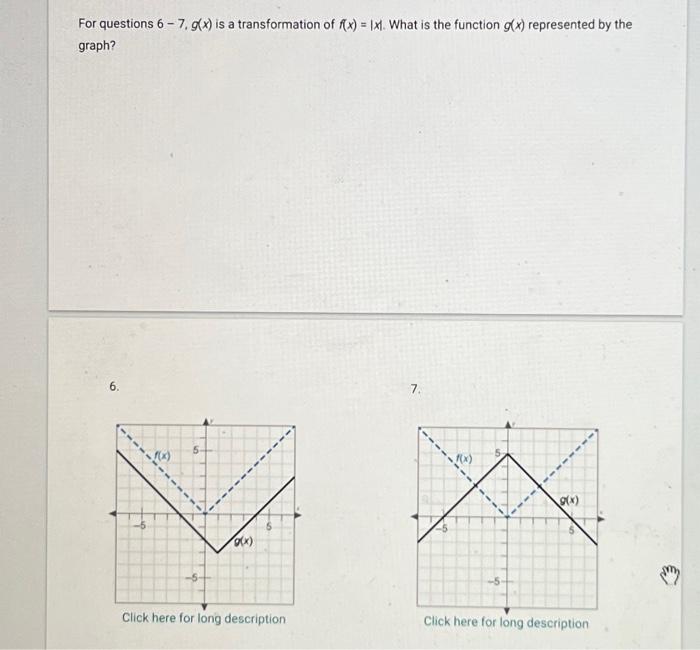Solved For questions 6−7,g(x) is a transformation of | Chegg.com