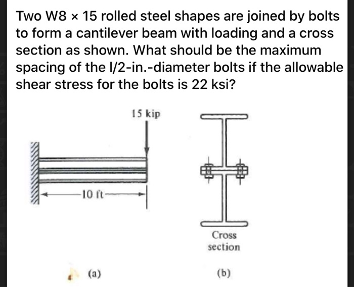 Solved Two W8 x 15 rolled steel shapes are joined by bolts | Chegg.com