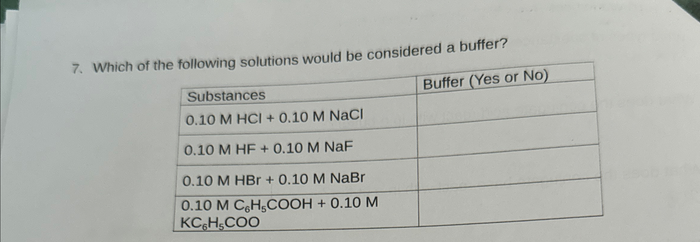 Solved Which of the following solutions would be considered | Chegg.com