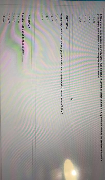 Solved 0.55 grams of solid calcium chloride, CaCl2, was | Chegg.com