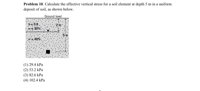 Solved Problem 10. Calculate the effective vertical stress | Chegg.com
