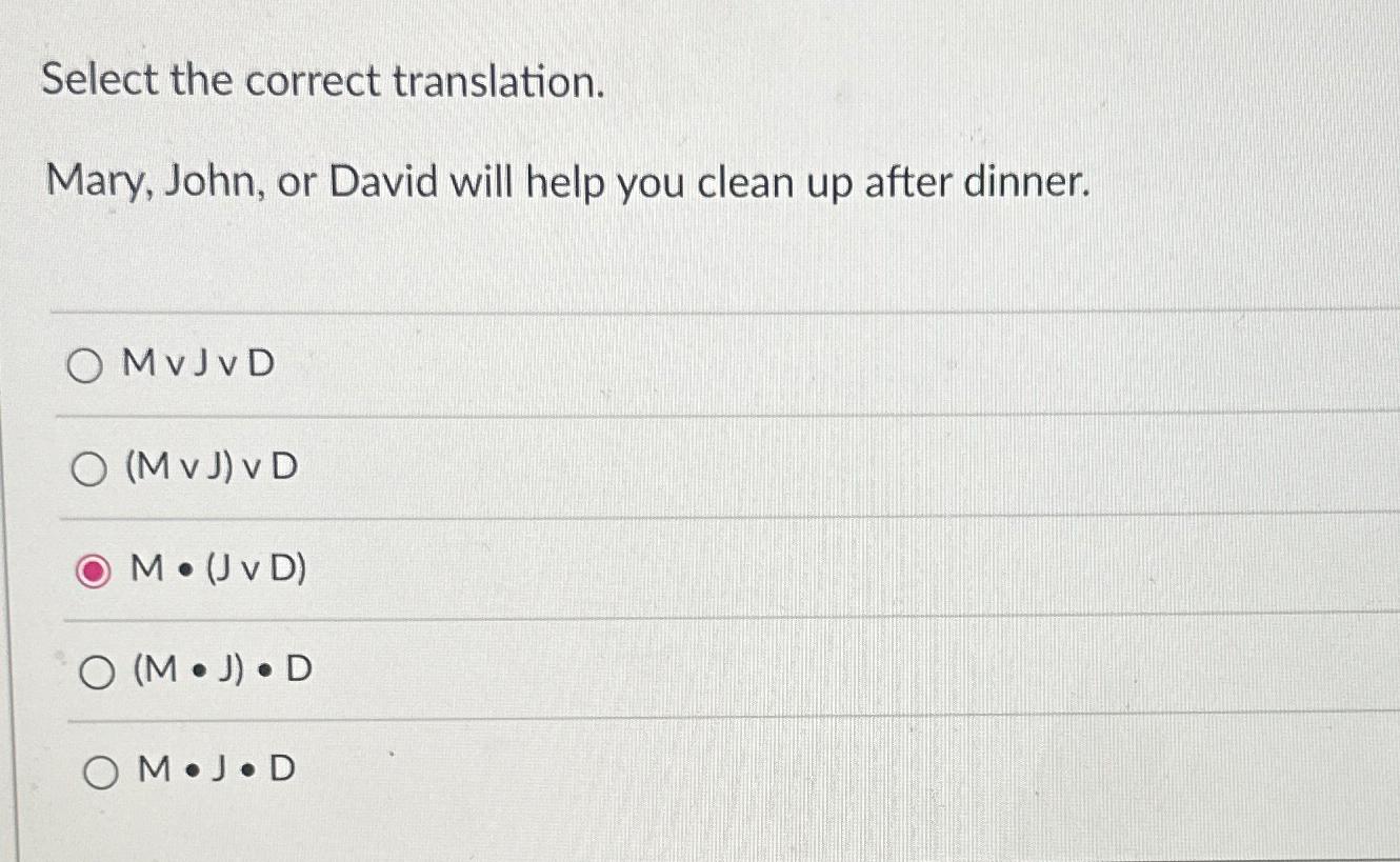 Solved Select the correct translation.Mary, John, or David | Chegg.com