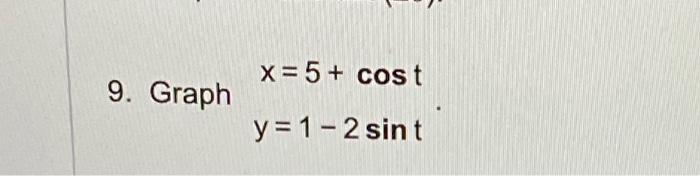 Solved 9. Graph x=5+costy=1−2sint | Chegg.com