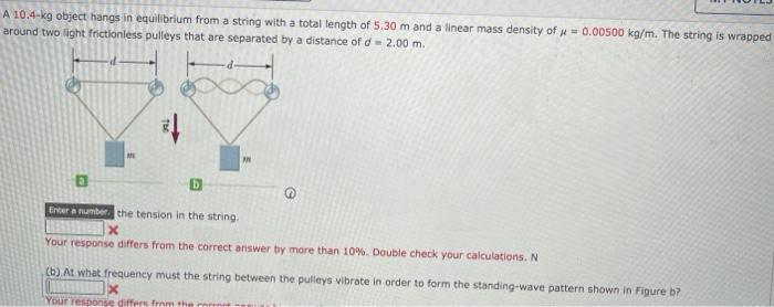 Solved A 10.4- kg object hangs in equilibrium from a string | Chegg.com