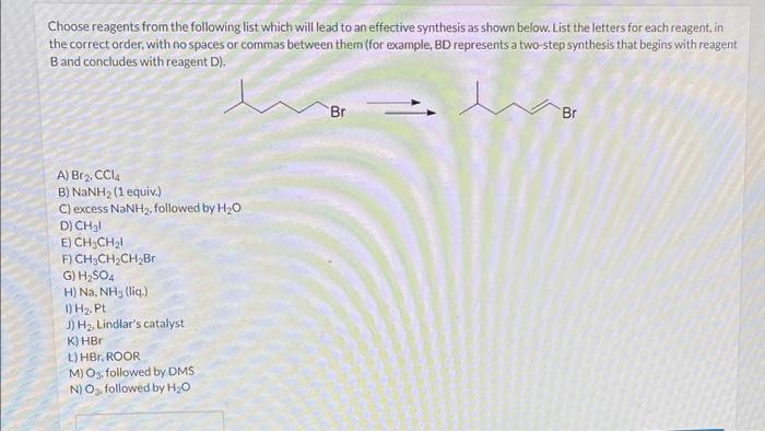 Solved Choose reagents from the following list which will | Chegg.com