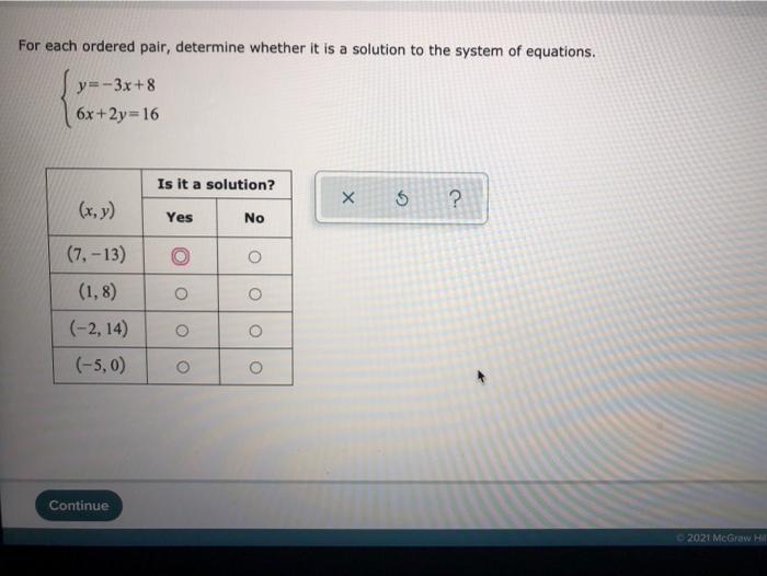 Solved For each ordered pair, determine whether it is a | Chegg.com