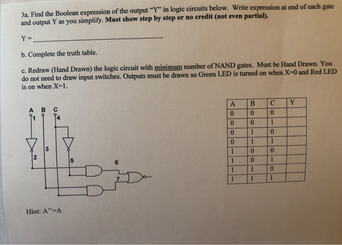Solved 3a. Find the Boolean expression of the output “Y" in | Chegg.com