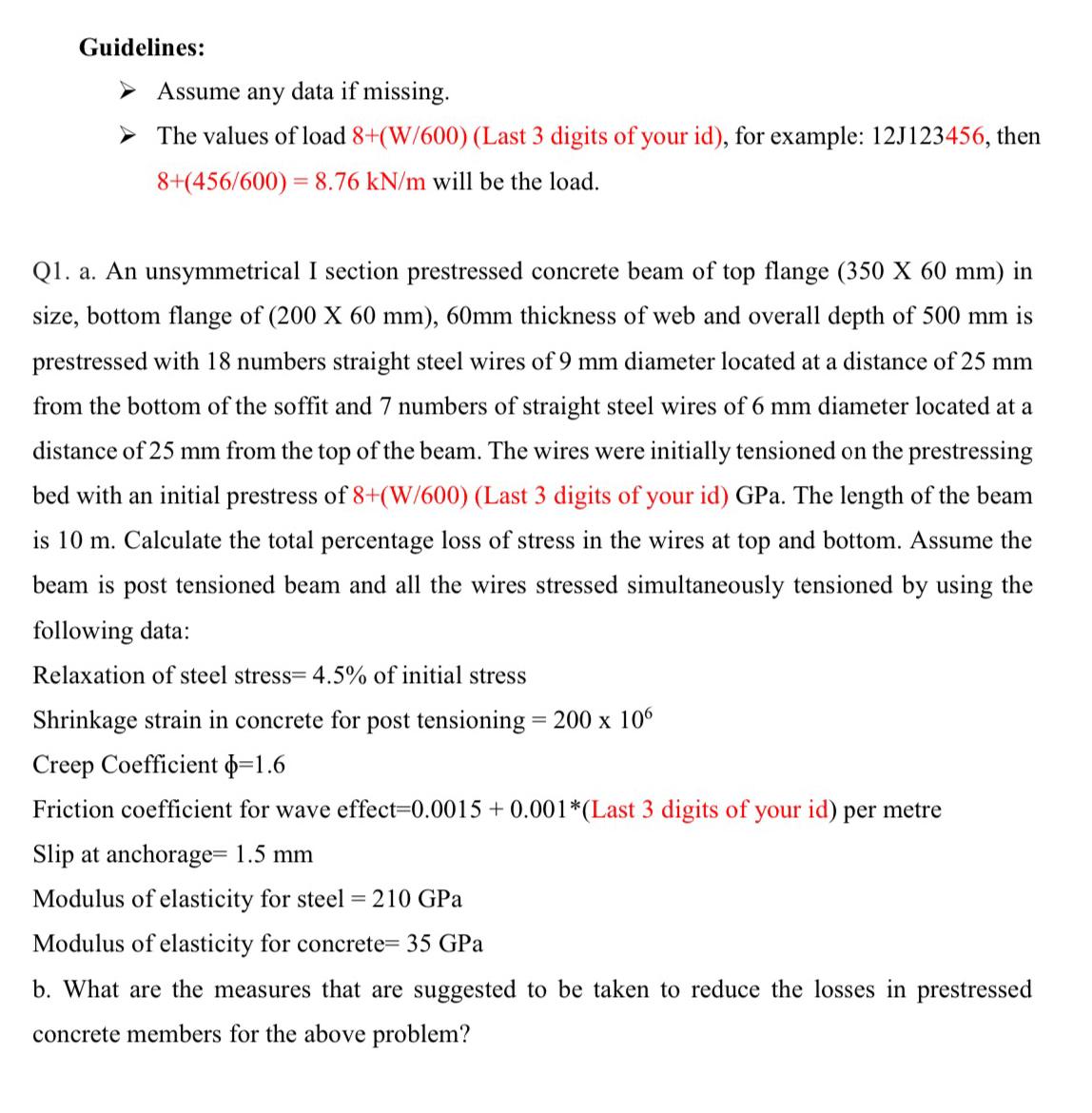 Solved Guidelines: Assume any data if missing. The values of | Chegg.com