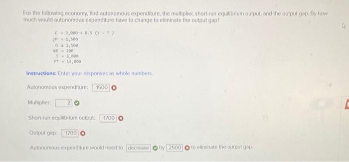 Solved For the following economy, find autonomous | Chegg.com