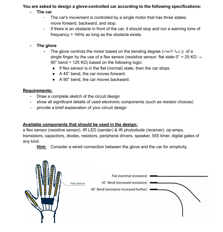 You are asked to design a glove-controlled car | Chegg.com