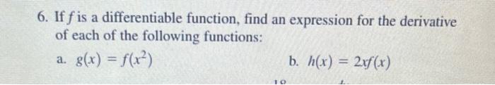 Solved 6. If f is a differentiable function, find an | Chegg.com