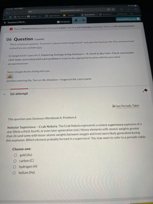 Solved 01 Question (1 point) This is a Geotours question. To | Chegg.com