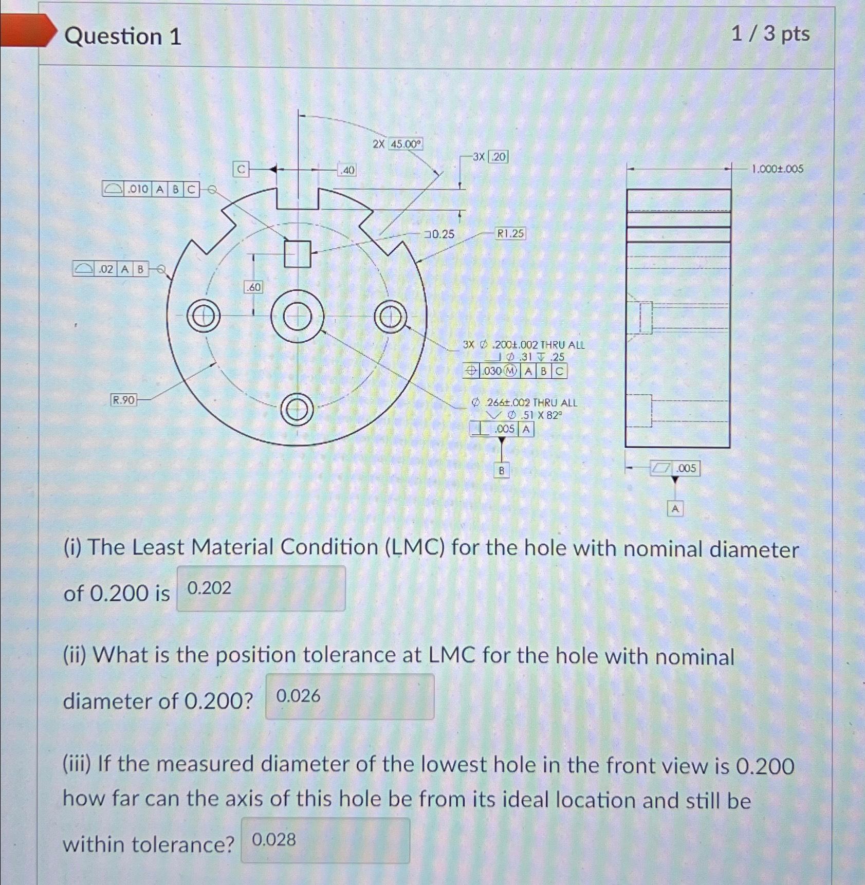 Solved Question 113 ﻿pts(i) ﻿The Least Material Condition | Chegg.com