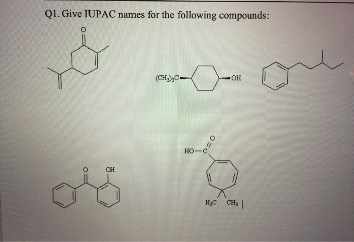 Solved Q1. Give IUPAC names for the following compounds: | Chegg.com