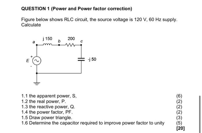 Solved QUESTION 1 (Power and Power factor correction) Figure | Chegg.com