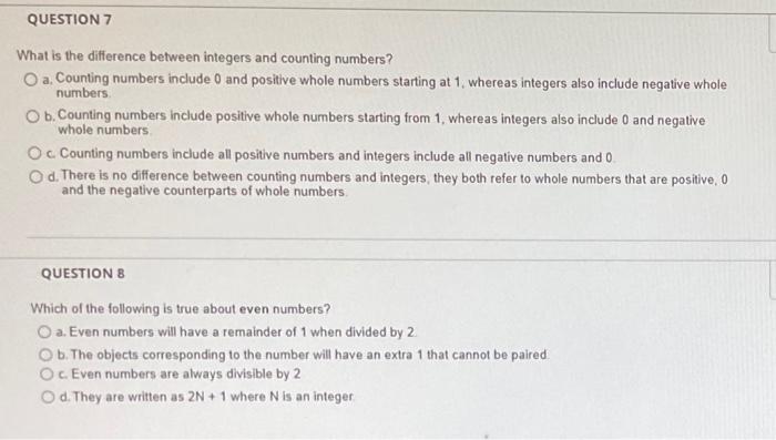 Solved QUESTION 7 What is the difference between integers | Chegg.com