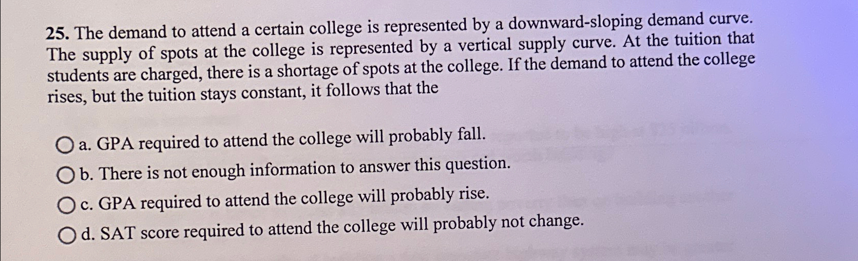 Solved The demand to attend a certain college is represented | Chegg.com