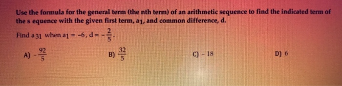 Solved Use the formula for the general term (the nth term) | Chegg.com