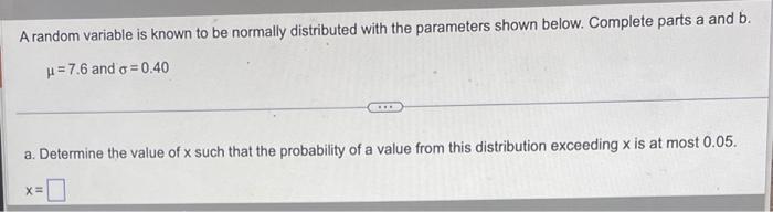 Solved A random variable is known to be normally distributed | Chegg.com