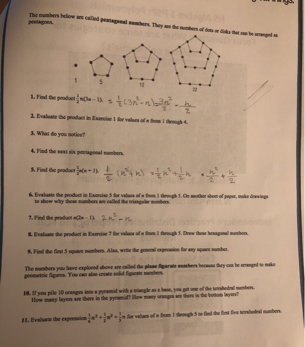 Solved UUS. The numbers below are called pentagonal numbers. | Chegg.com