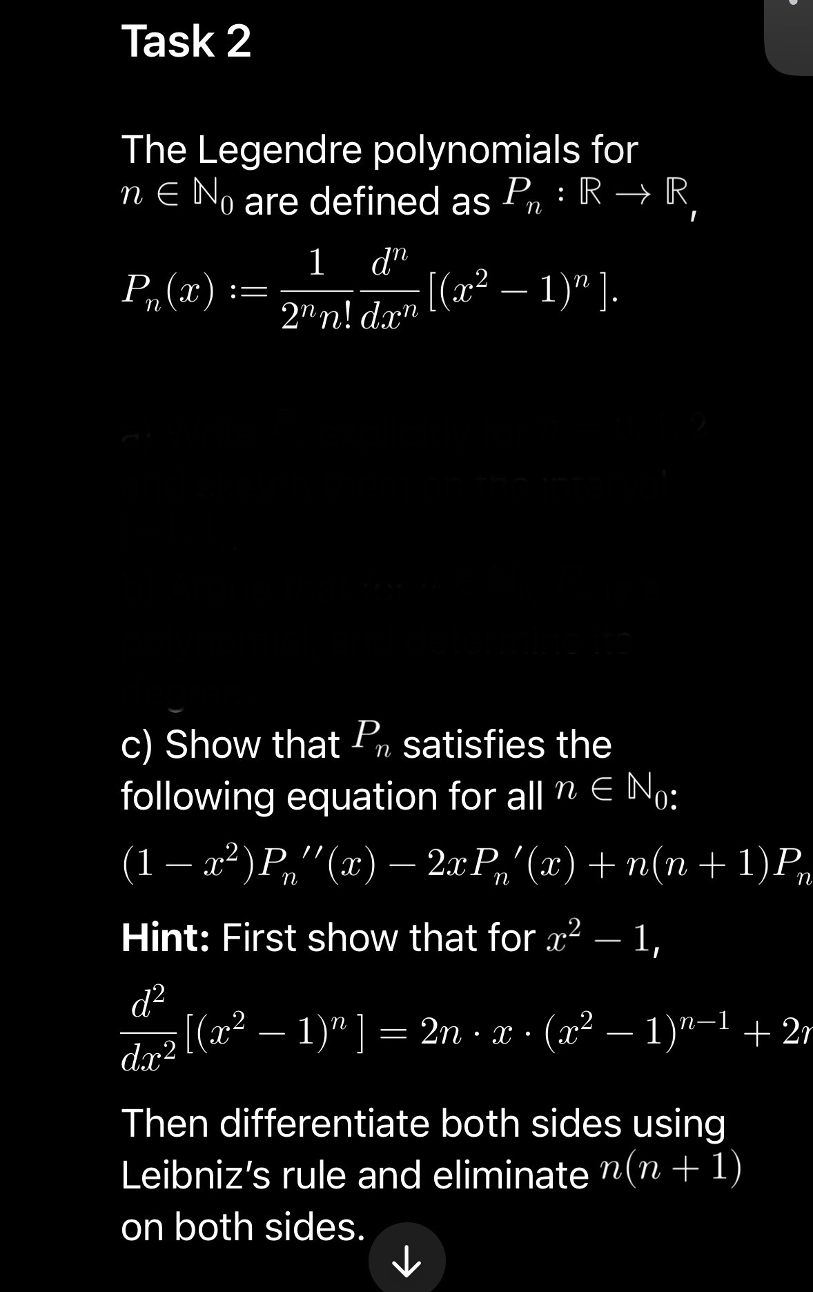 Solved Task 2The Legendre polynomials for ninN0 ﻿are defined | Chegg.com